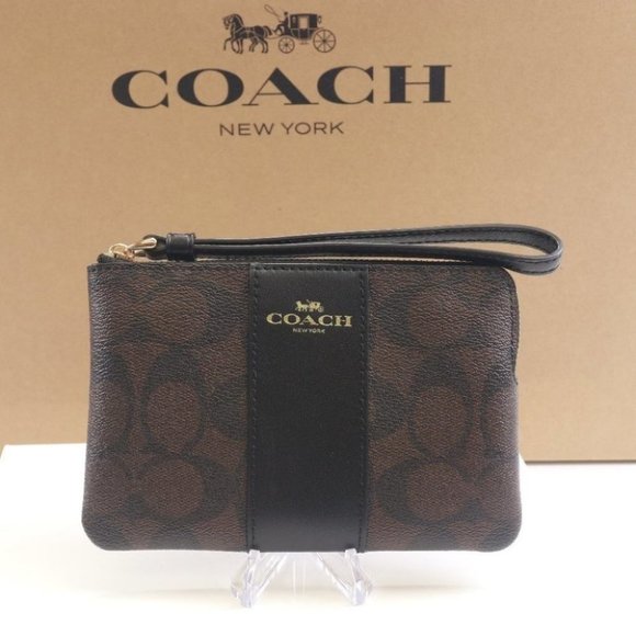 Coach | Bags | Corner Zip Wristlet In Signature Coated F5835 | Poshmark